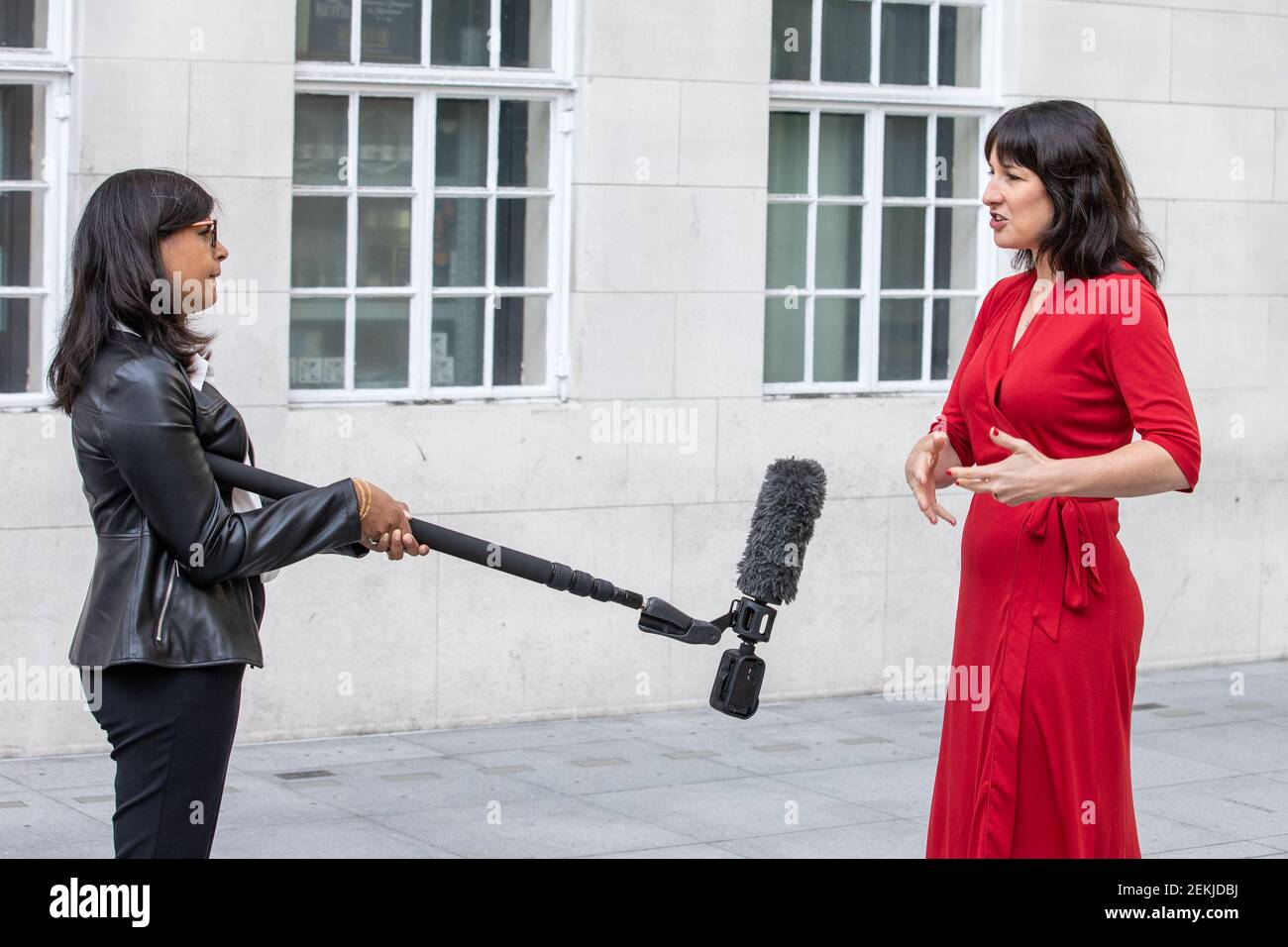 MP Rachel Reeves is interviewed outside the BBC before appearing on the ...