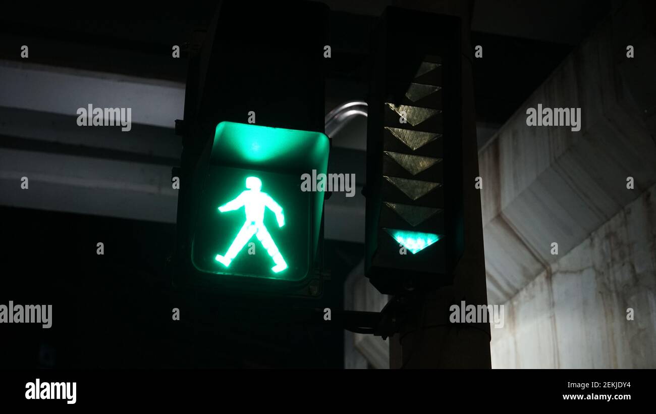 Green Traffic Light on the Night Road in Seoul, Korea Stock Photo - Alamy