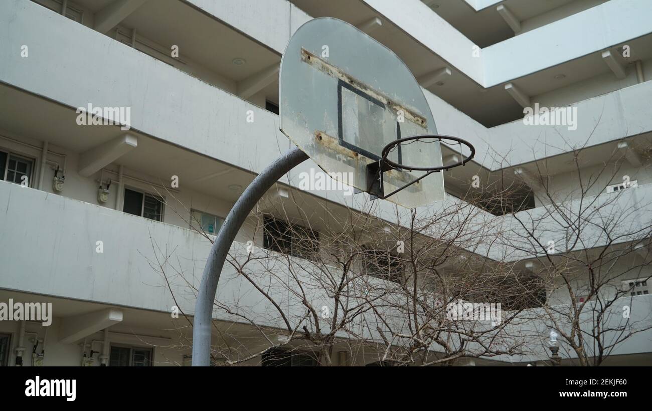 Rusty and Old Basketball Hoop in an Apartment Complex Stock Photo - Alamy