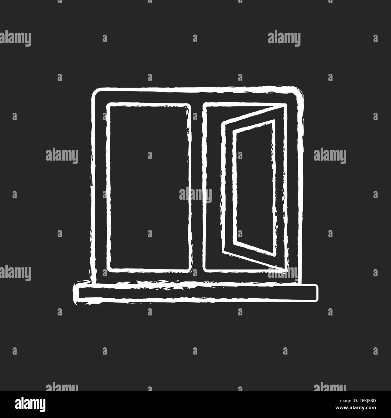 Casement windows chalk white icon on black background Stock Vector ...