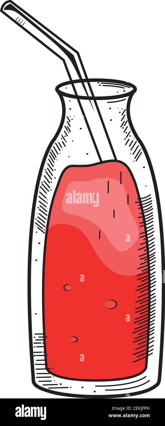 red drink in bottle drawing icon Stock Vector Image & Art - Alamy