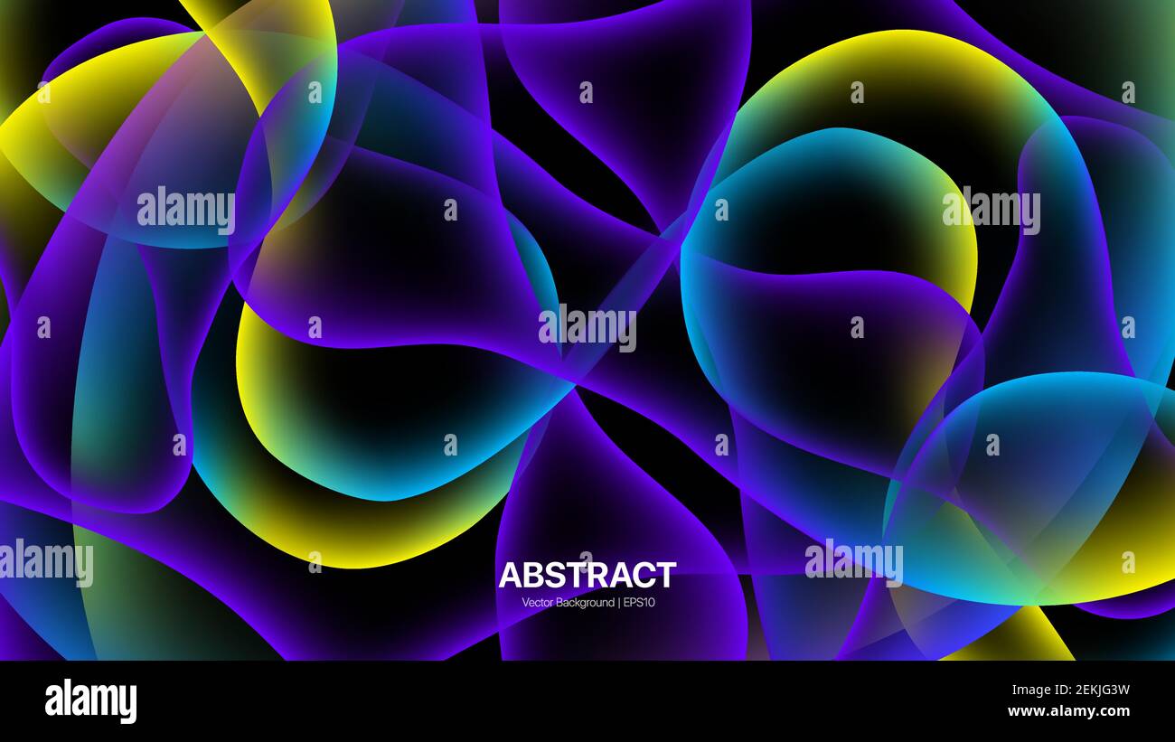 Fluid Abstract Background. Gradient Fluid Shapes on black dark ...