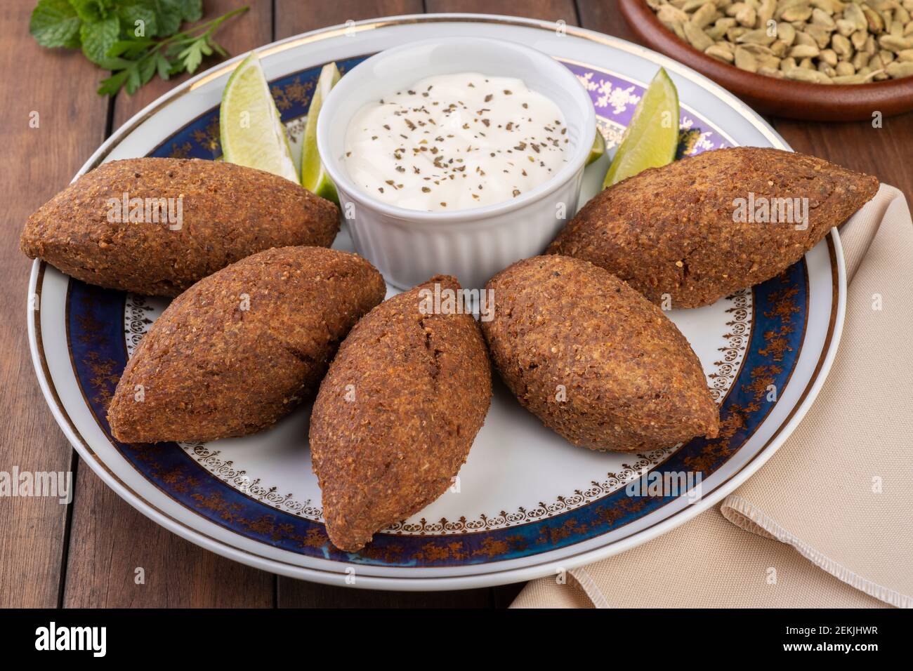 Traditional arabic fried kibbeh. Typical brazilian snack Stock Photo ...