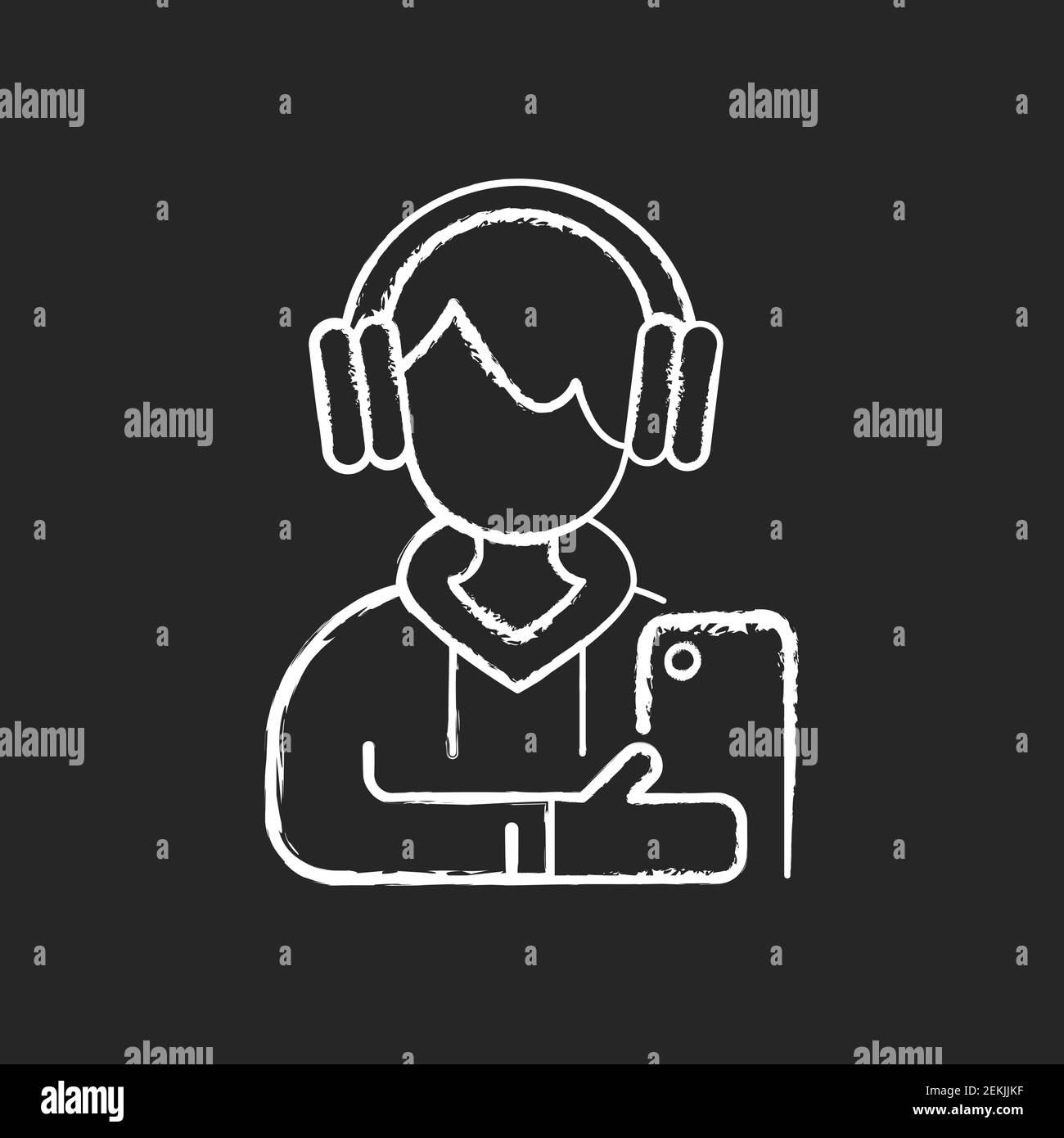 Teenage boy chalk white icon on black background Stock Vector Image ...