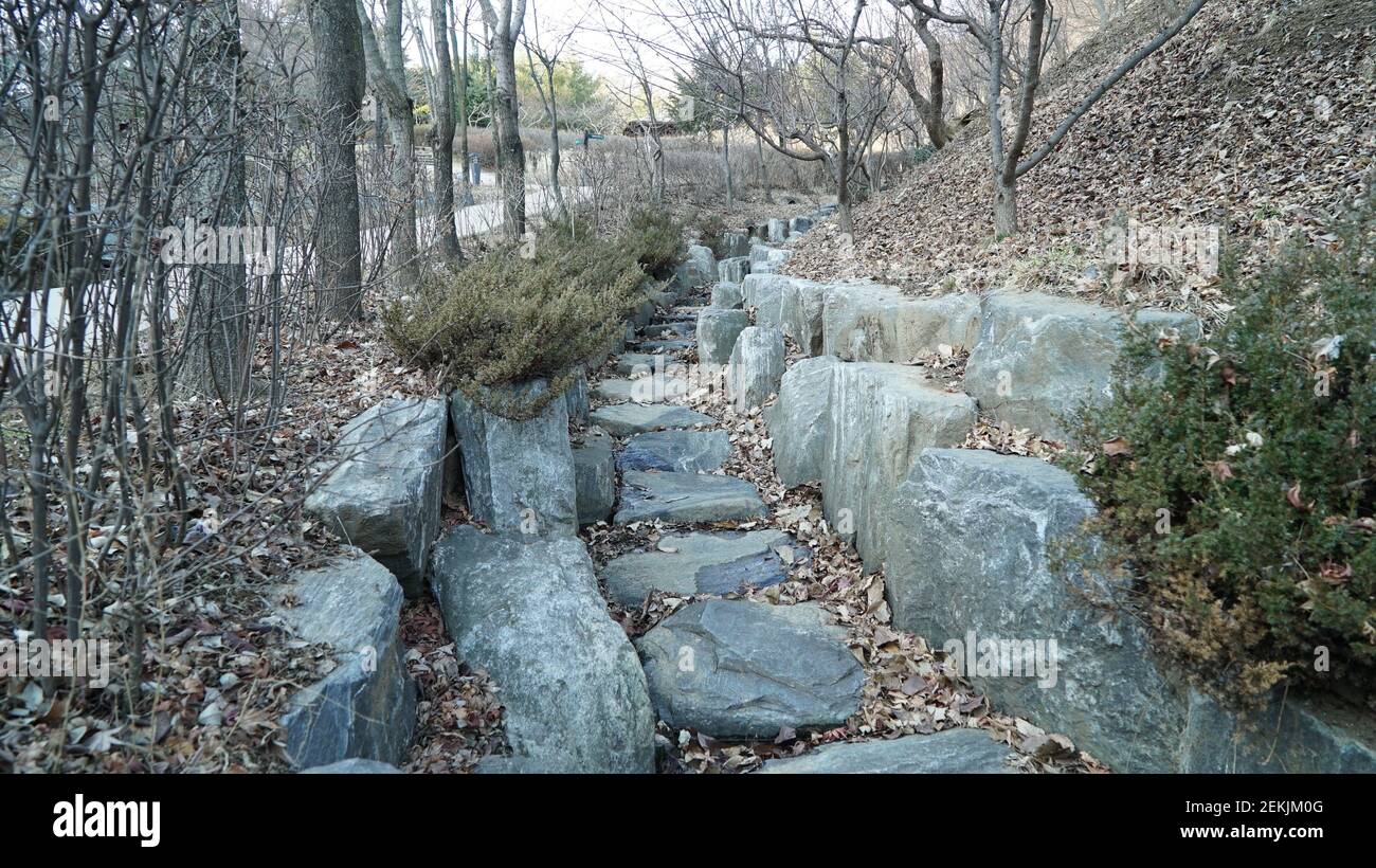 Stone Ditch in the Mountain Trail Stock Photo - Alamy
