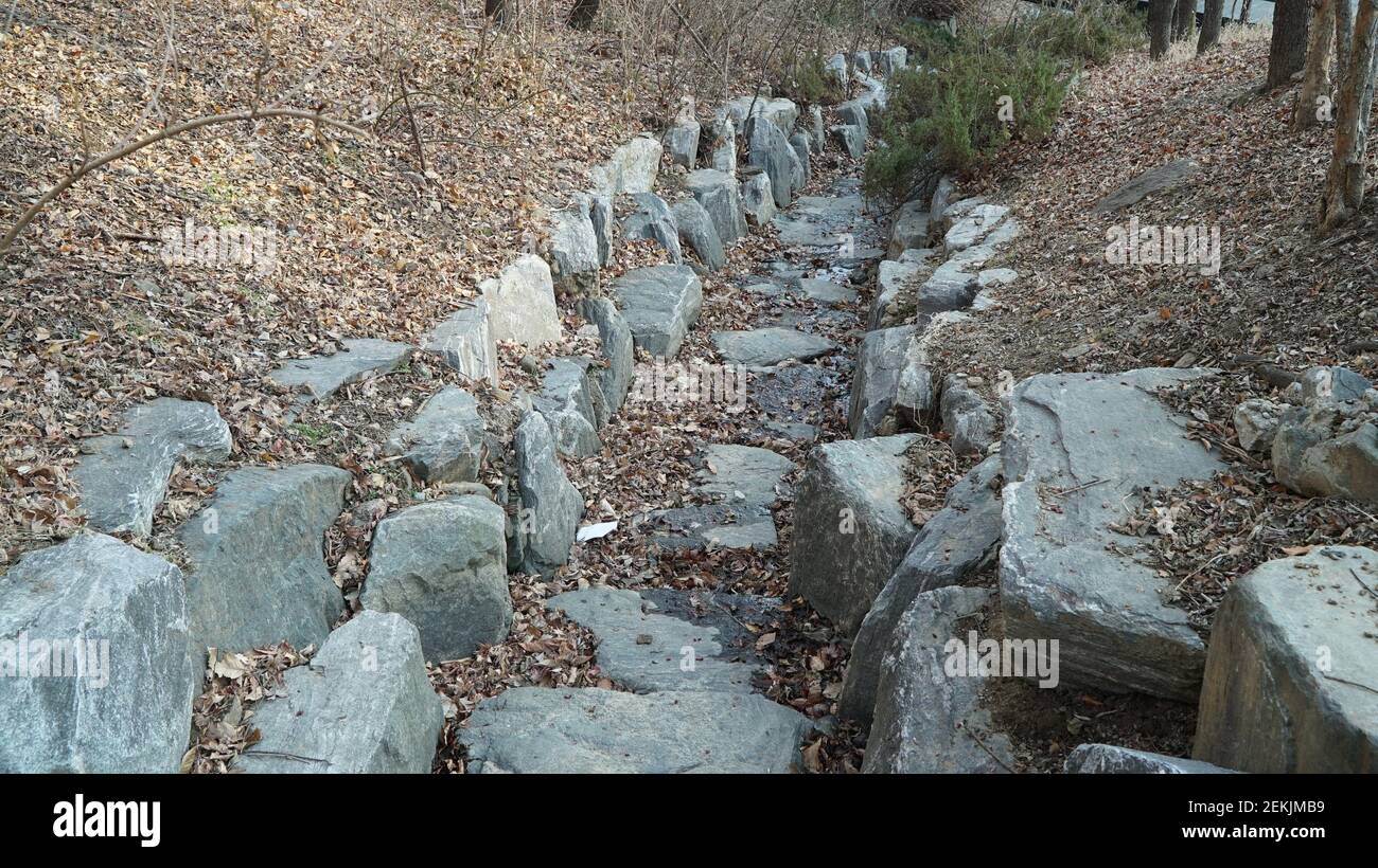 Ditch Made of Stone on the Hiking Trail Stock Photo - Alamy