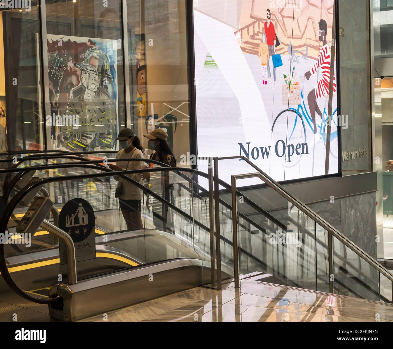 Visitors inside the recently reopened Hudson Yards mall in Manhattan on ...