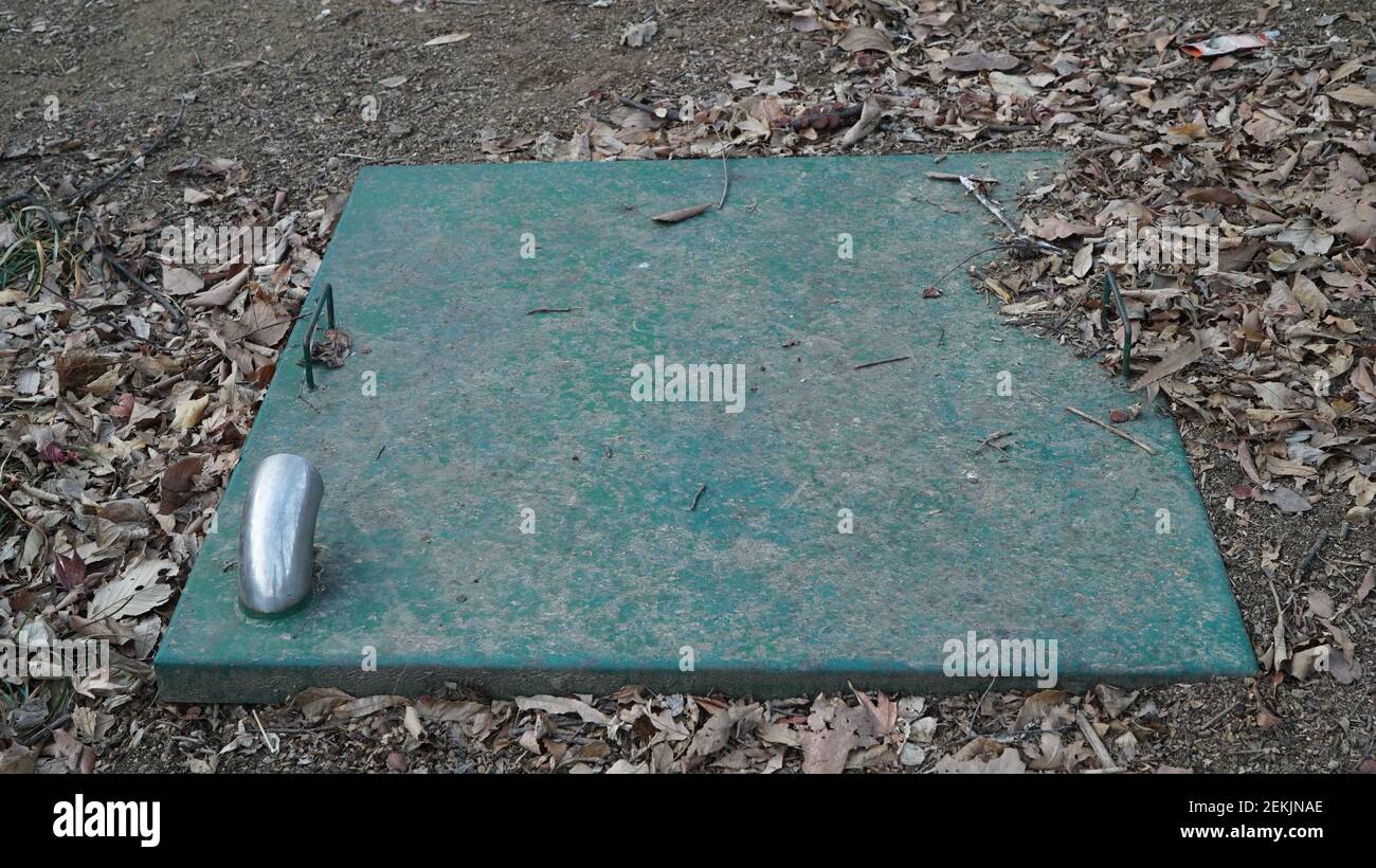 Green Sewer on the Forest Dirt Ground Stock Photo - Alamy