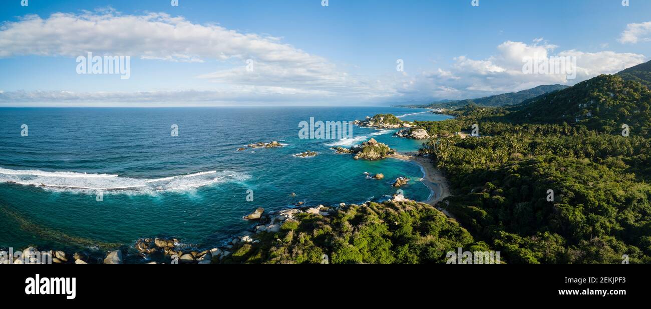 Aerial view of Tayrona National Park, Magdalena Department, Caribbean ...