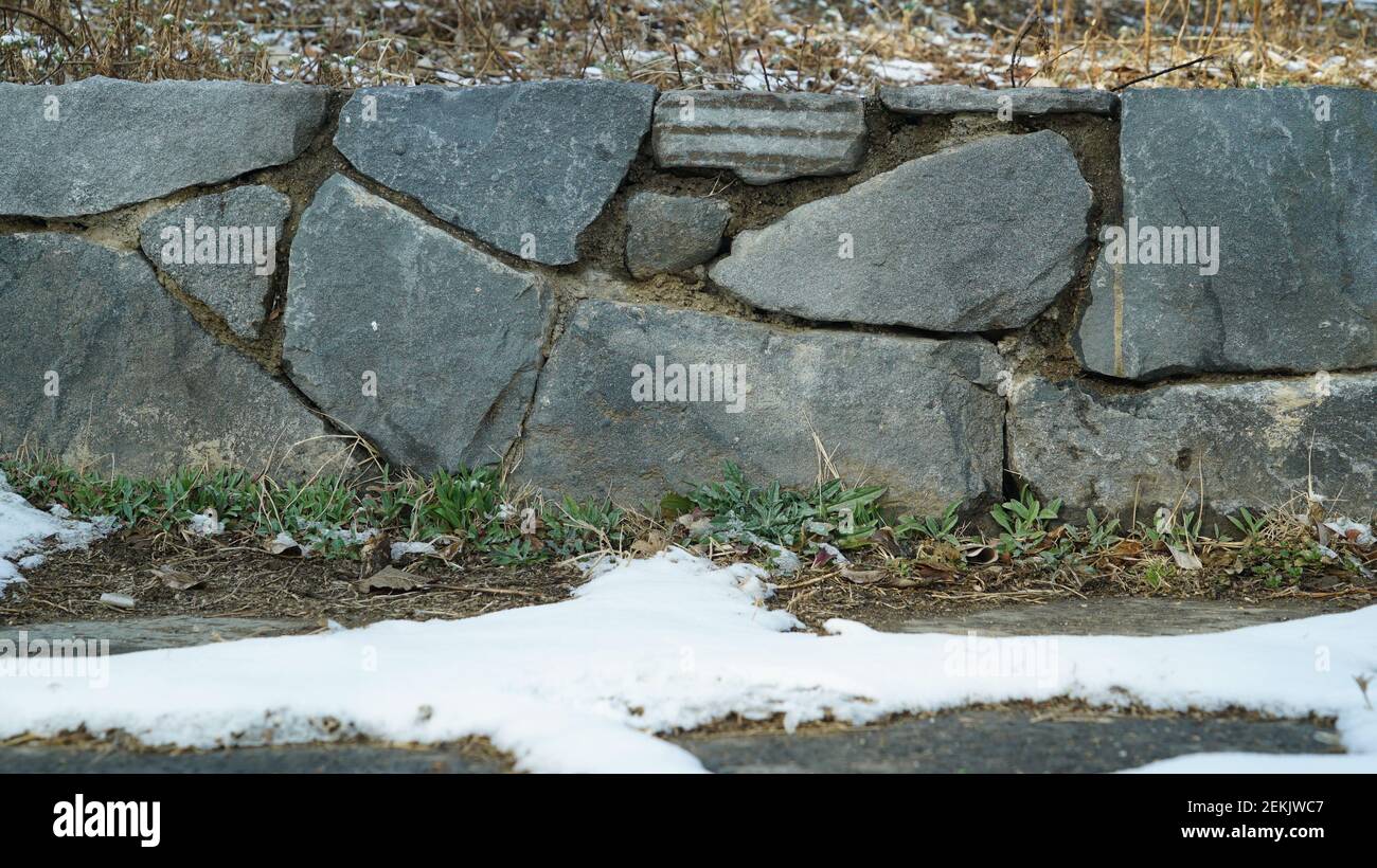 Gravel road with stone wall hi-res stock photography and images - Alamy