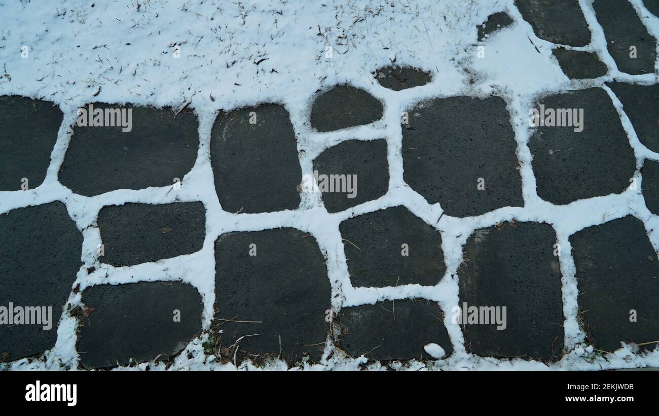 Snowy Stone Floor Tile on the Park Stock Photo - Alamy