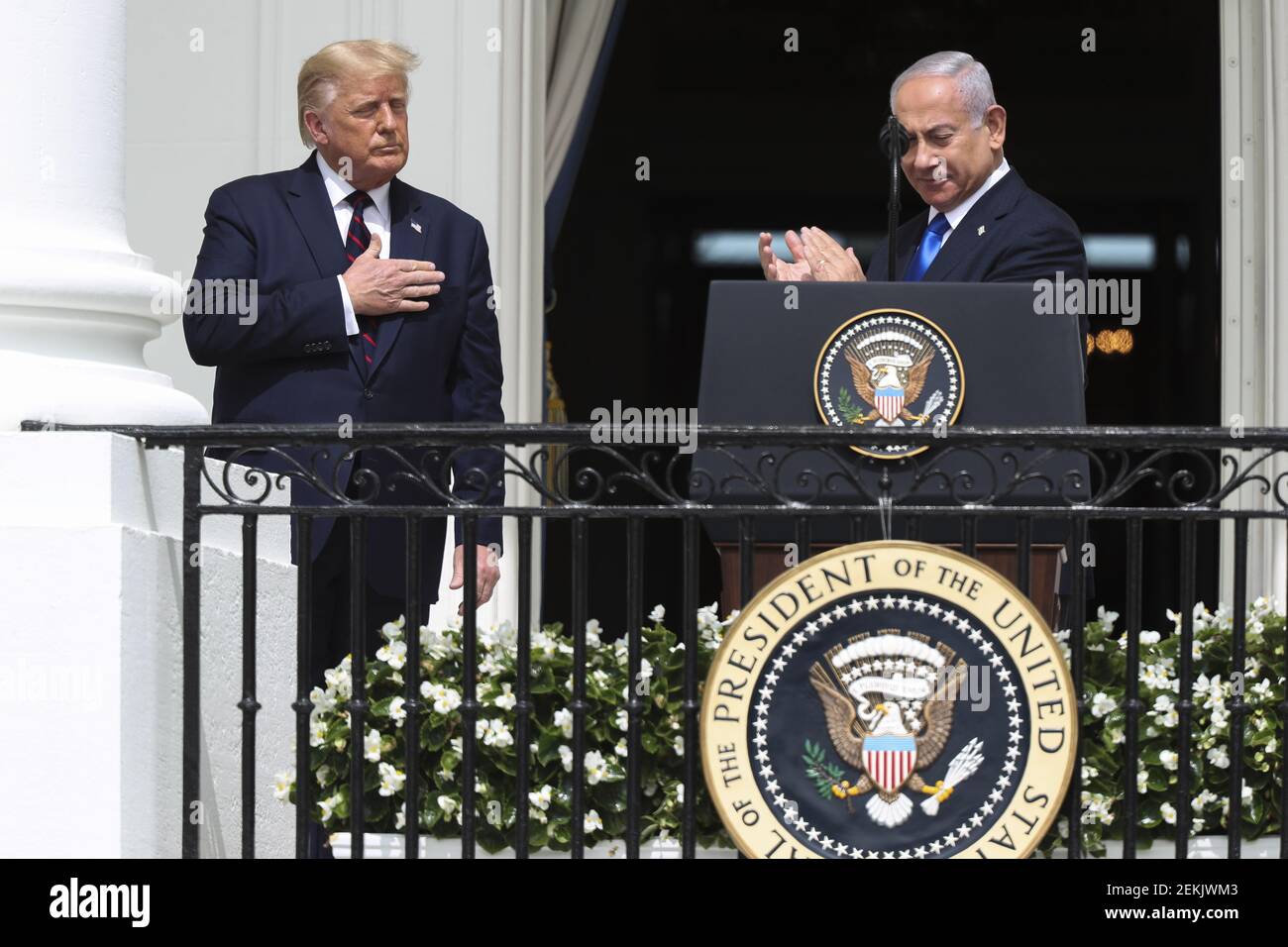 President Donald J. Trump watches as Benjamin Netanyahu, Prime Minister ...
