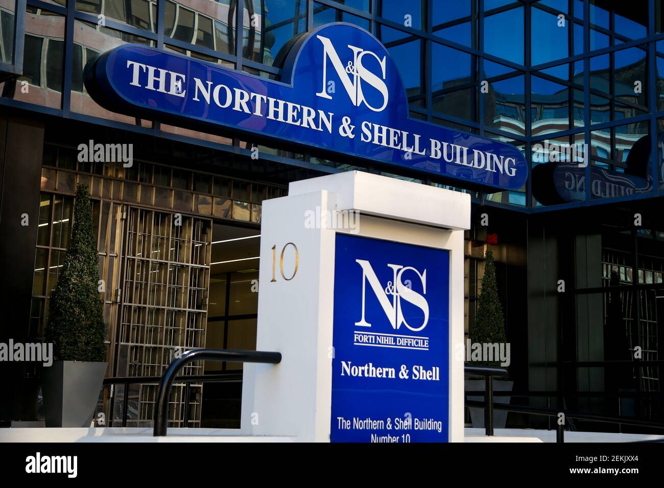 The Northern and Shell Building logo seen in London. (Photo by Dinendra ...