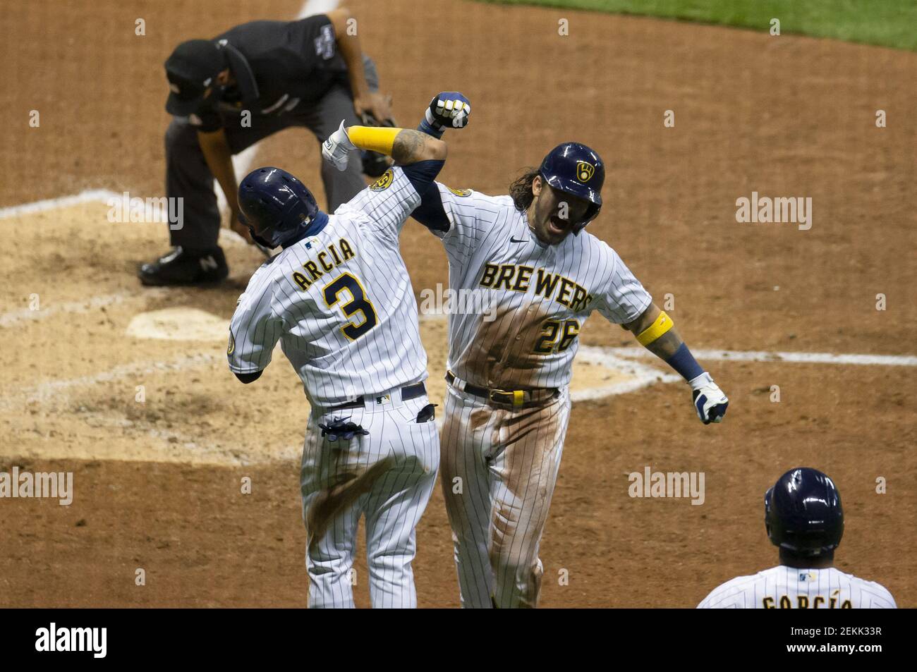 September 16, 2020: Milwaukee Brewers catcher Jacob Nottingham #26 hits ...