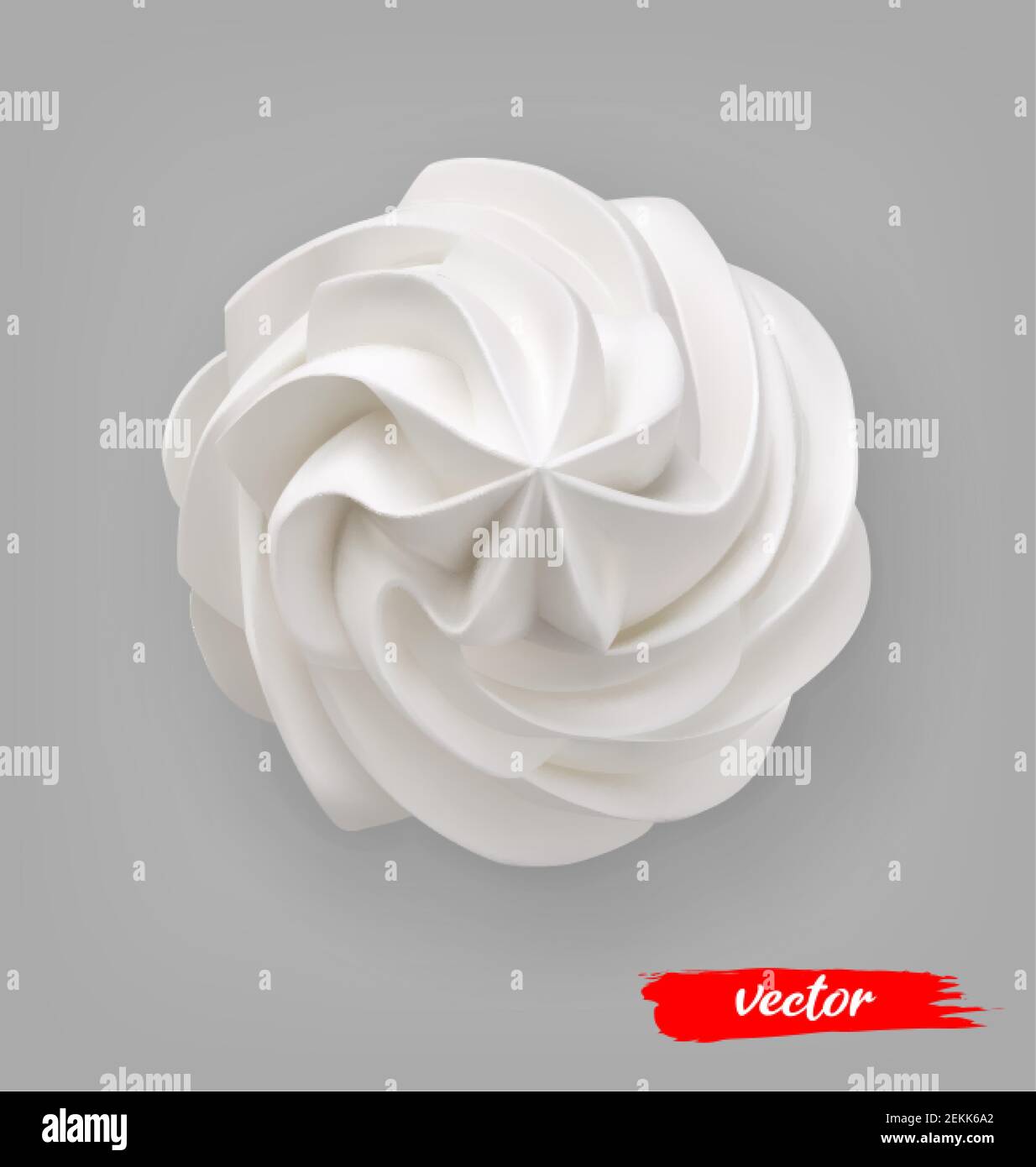 Whipped Cream swirl on gray background. 3d realistic vector ...