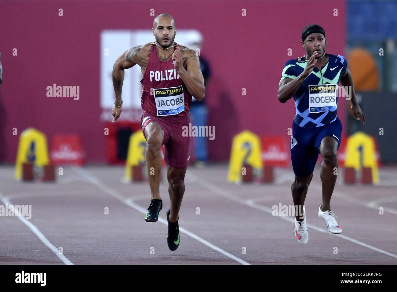 Lamont Marcell Jacobs of Italy and Michael Rodgers of United States ...