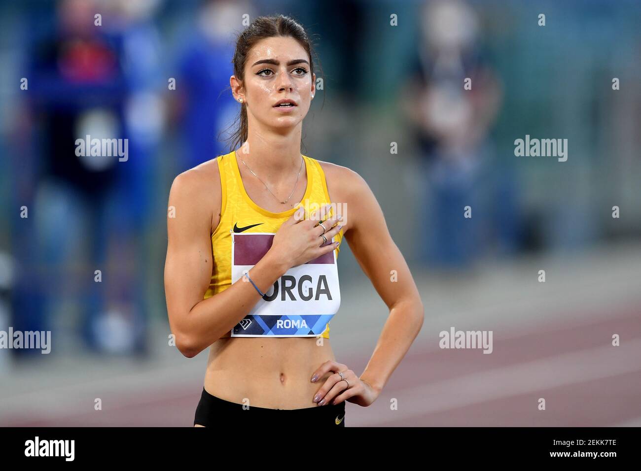 Rebecca Borga of Italy reacts prior to the 400m women during the Golden ...