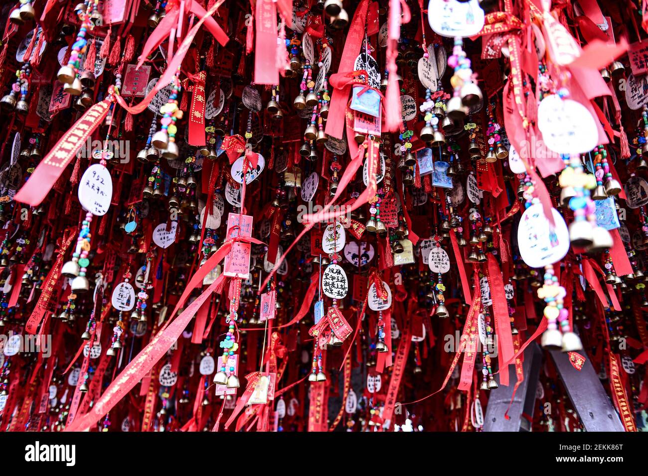 Liaoningï¼ŒCHINA-Residents hang their wishes on a blessing tree in ...