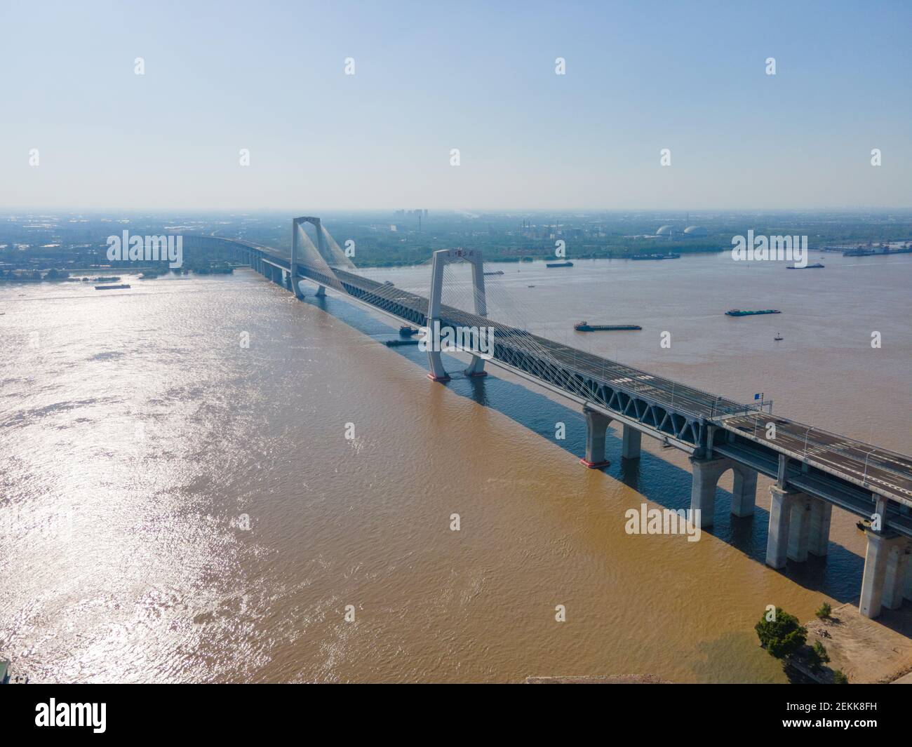Aerial photo of the Third Yangtze River Bridge in Wuhu, who will be ...