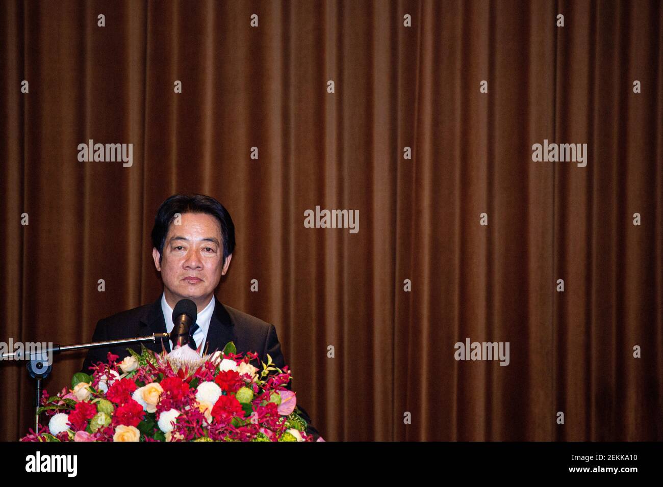 Taiwanese Vice President, Lai Ching-te gives an opening speech to thank ...