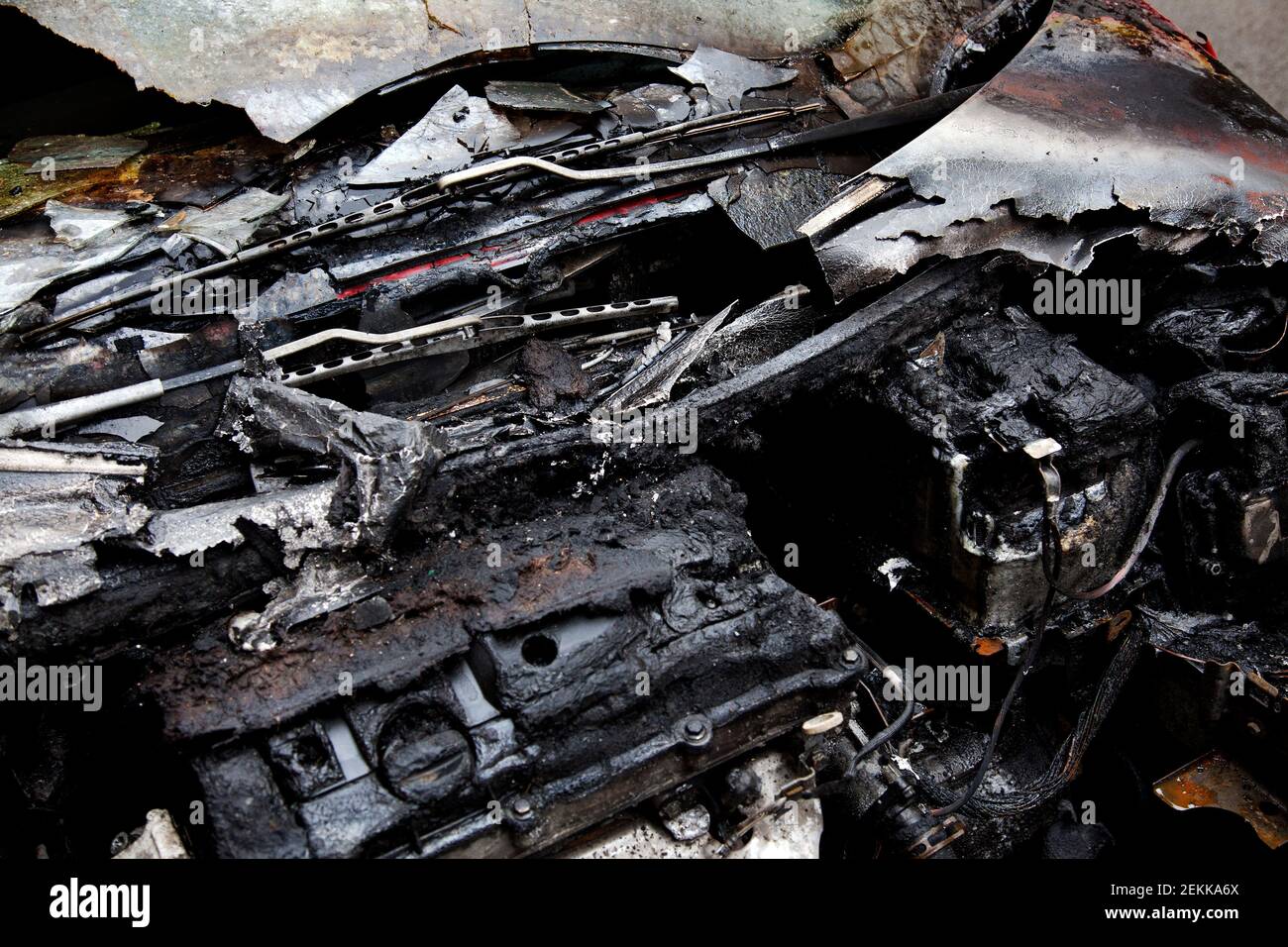 Fire damaged car, Barcelona, Spain Stock Photo - Alamy