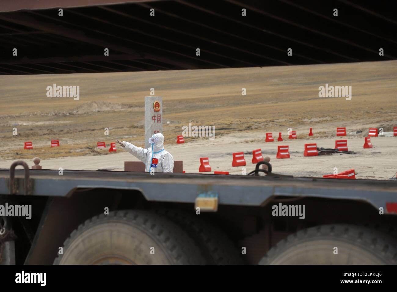 KASHGAR, CHINA - SEPTEMBER 17, 2020 - Kalasu entry and exit border ...