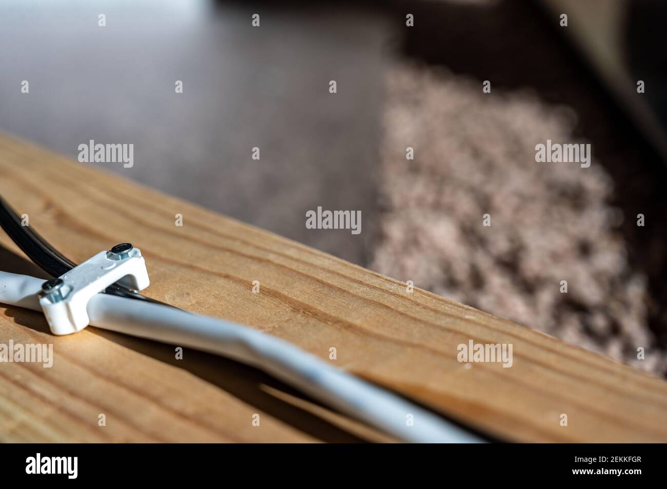 cable wire staple used to organize wires in a residential building ...