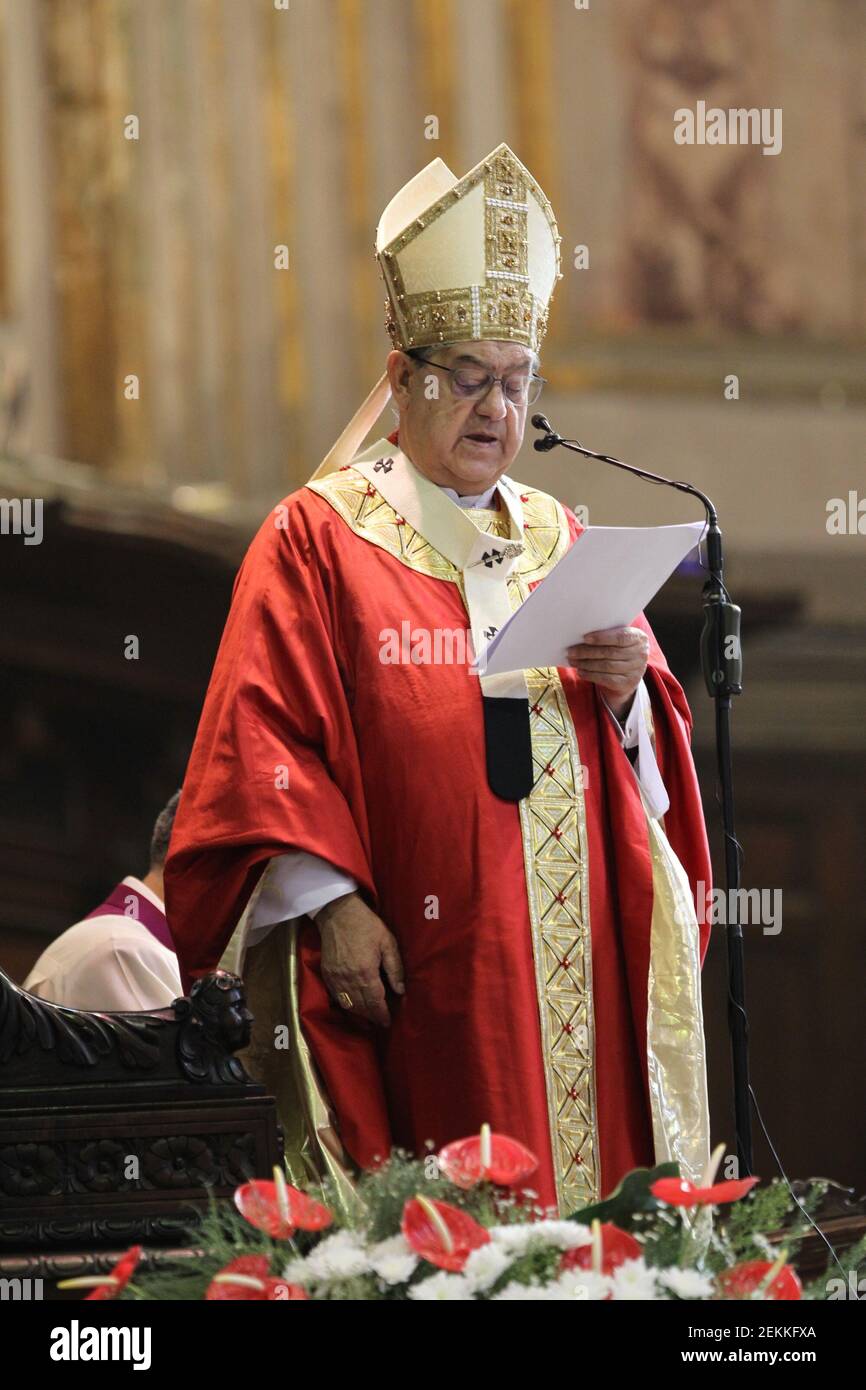 Archbishop of Naples, Cardinal Crescenzio Sepe during the miracle of ...