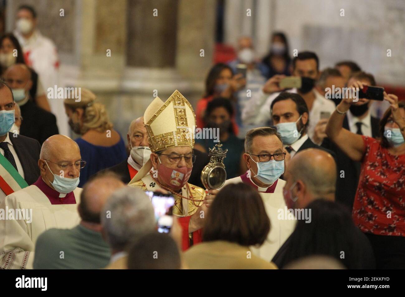 Archbishop of Naples, Cardinal Crescenzio Sepe during the miracle of ...