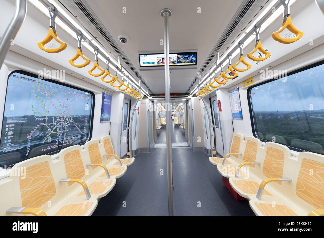 Inside view of the decorations and art in Chengdu Metro Line 18 in ...