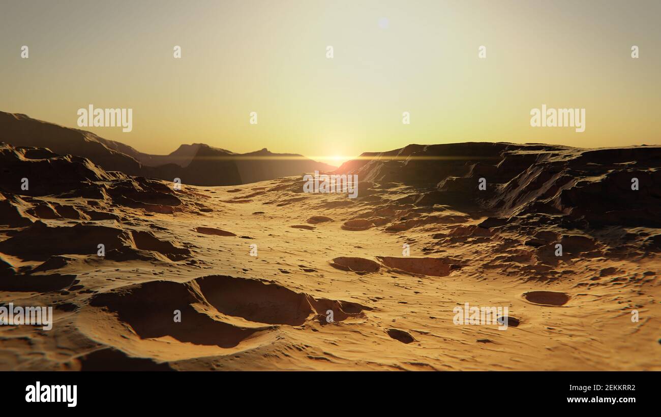 landscape on planet Mars, scenic space desert scene on the red planet ...