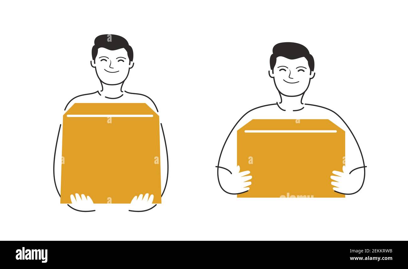 Delivery man courier parcel Cut Out Stock Images & Pictures - Alamy