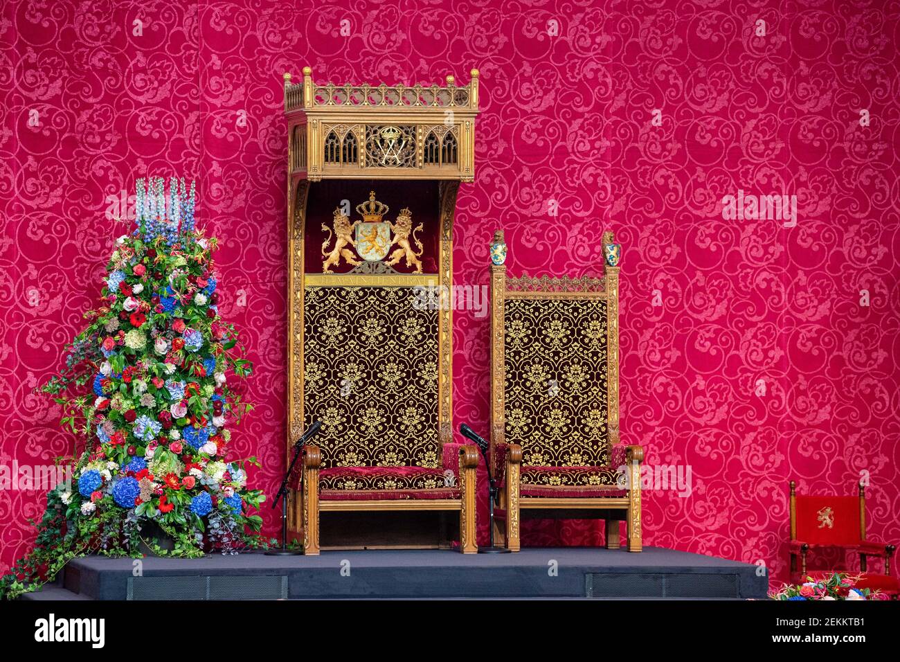 The throne during Prinsjesdag 2020 celebrations, going to the throne ...