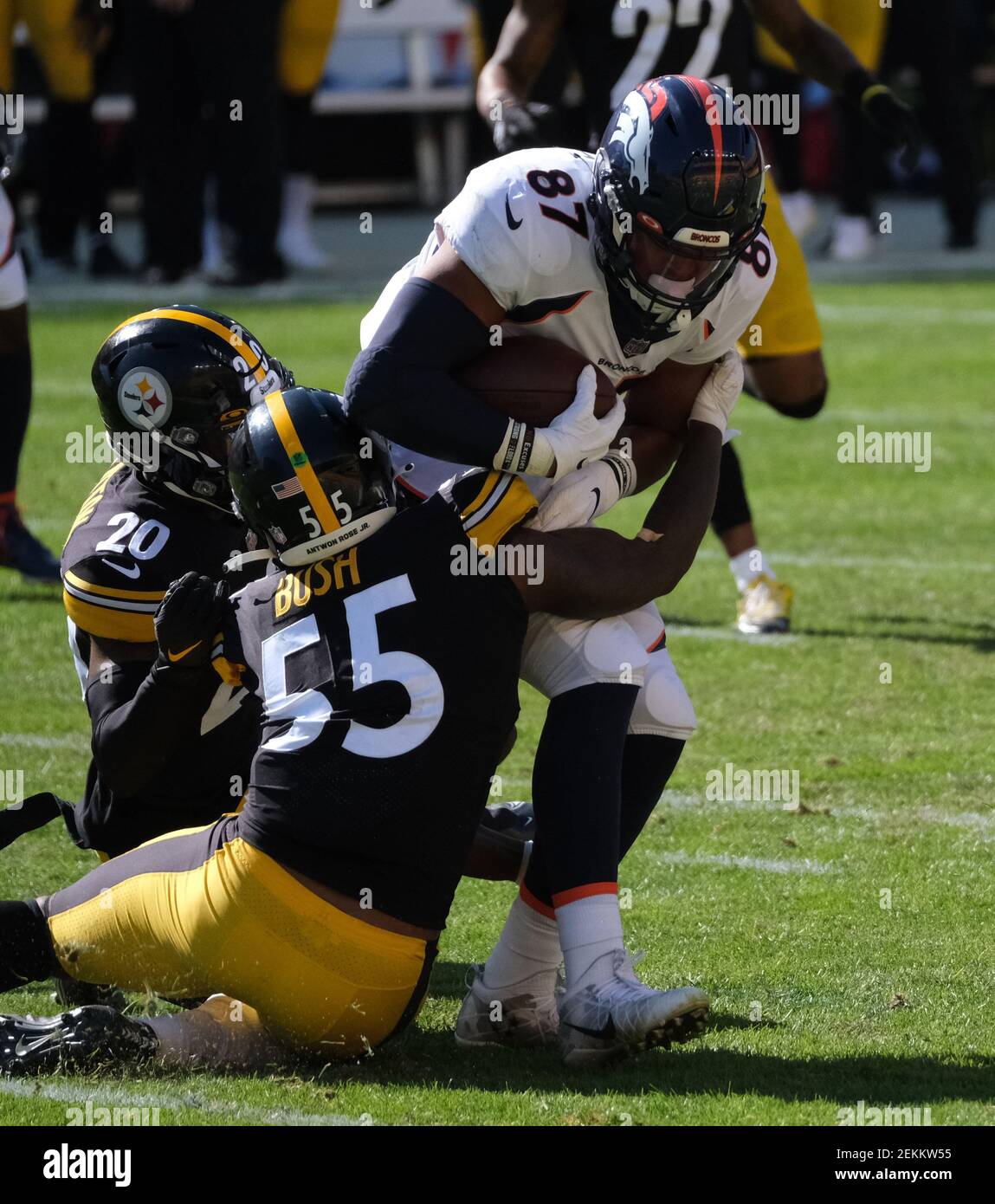 September 20th, 2020: Devin Bush #55 and Noah Fant #87 during the ...