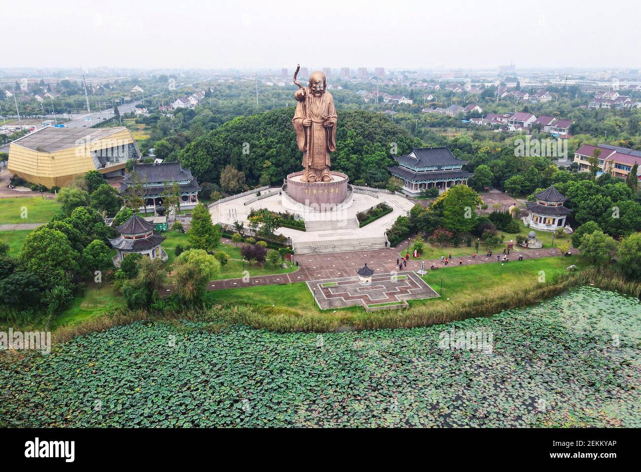 RUGAO, CHINA - SEPTEMBER 21, 2020 - Aerial photo of the 49m-high bronze ...