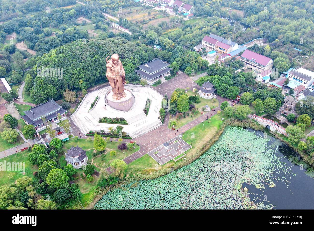 RUGAO, CHINA - SEPTEMBER 21, 2020 - Aerial photo of the 49m-high bronze ...