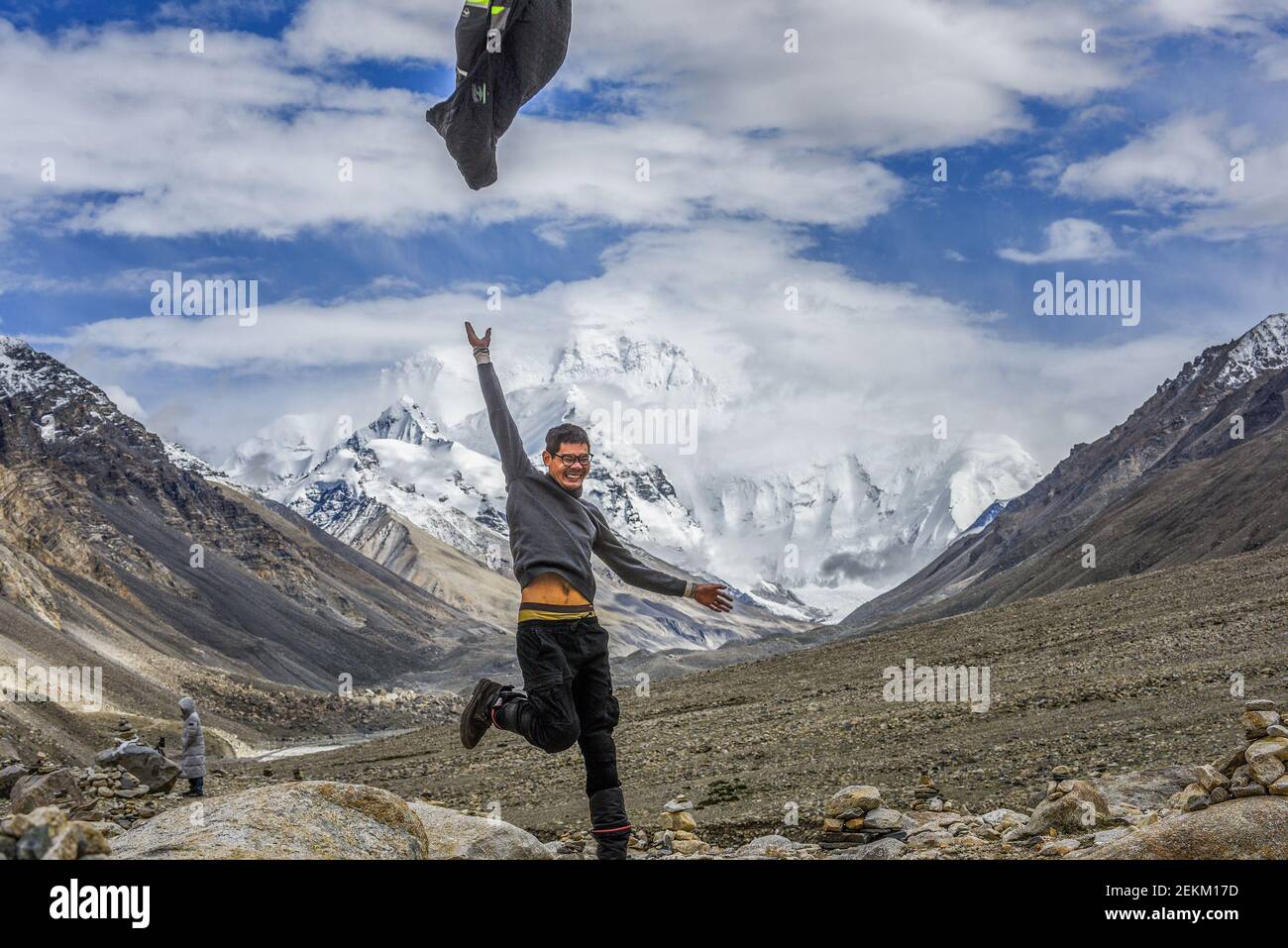 DINGRI, CHINA - AUGUST 26, 2020 - Tourists at the foot of Mount Everest ...