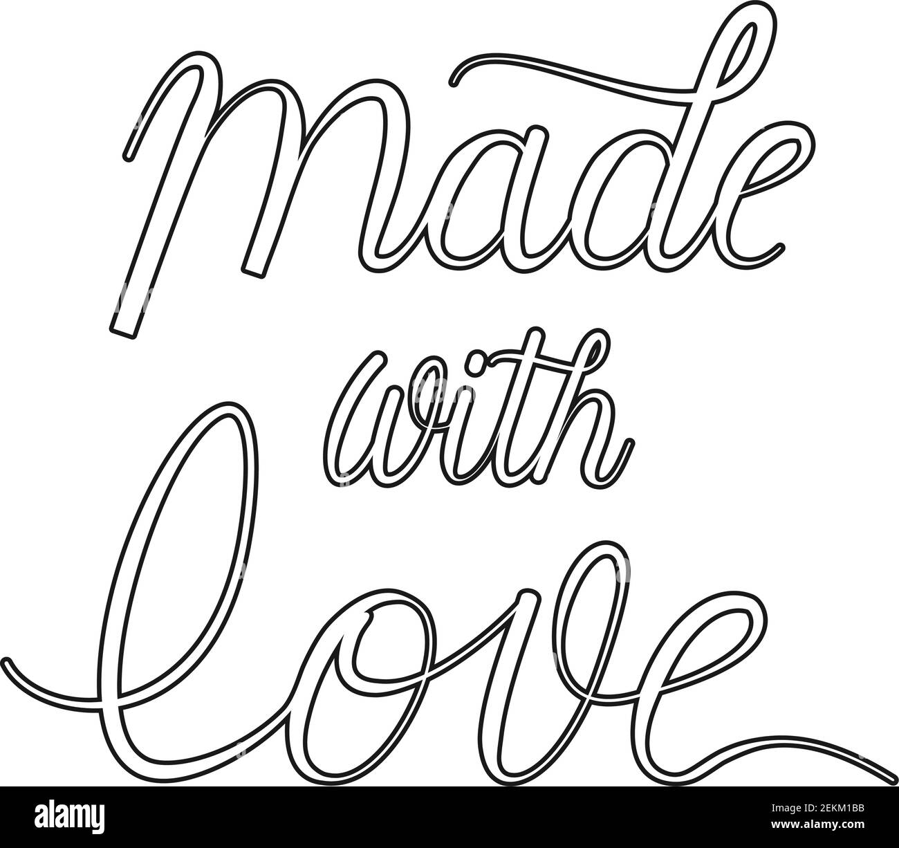 Made With Love Calligraphy Lettering For Homemade Or Handmade Stamp In