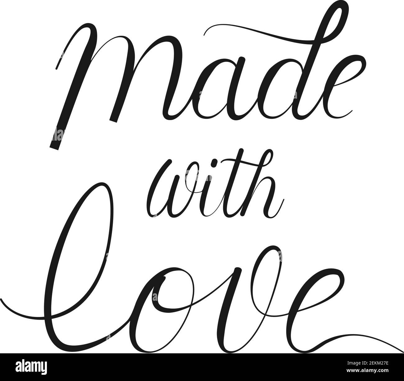 Made with love calligraphy lettering for homemade or handmade stamp in ...