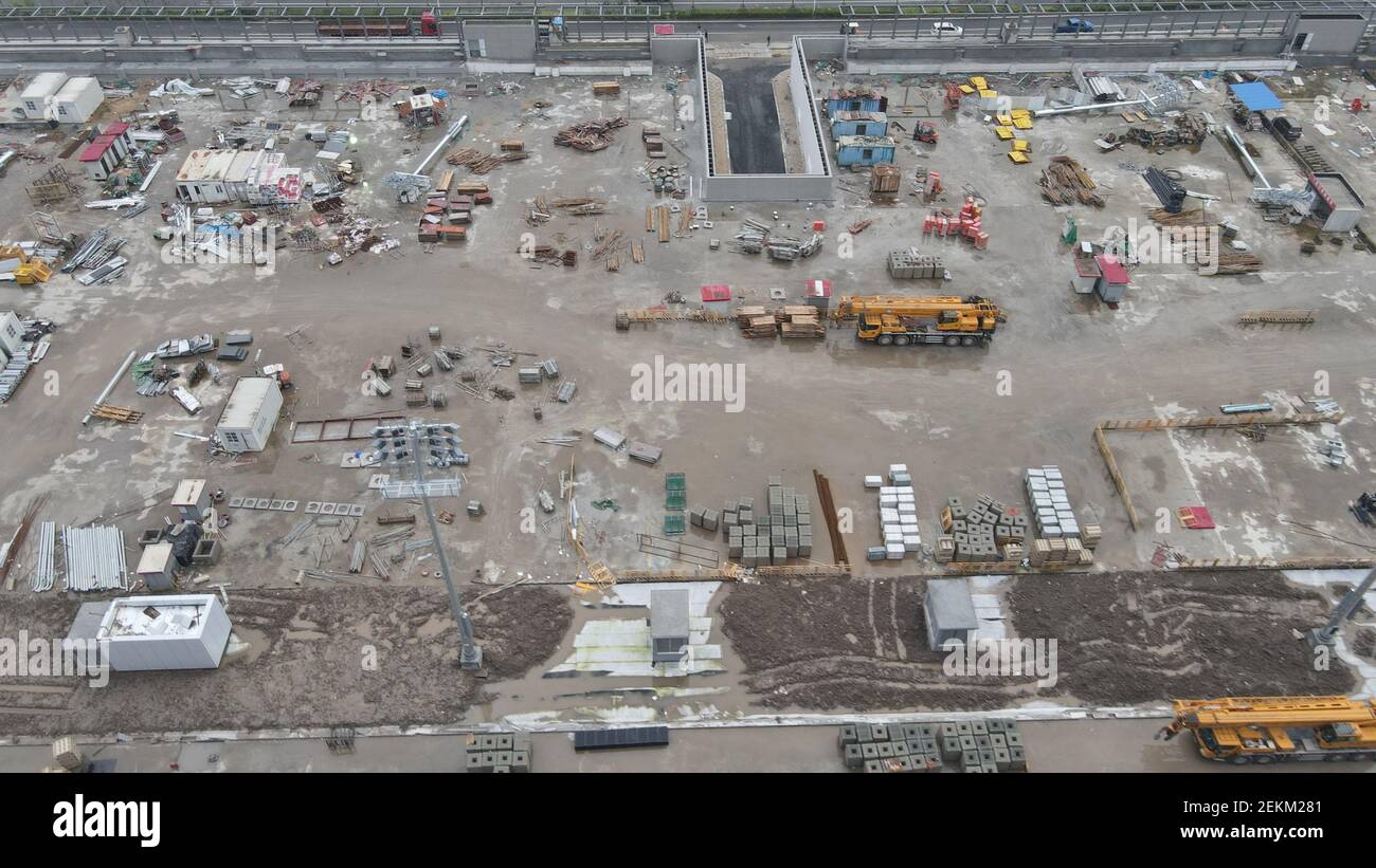 Aerial view of the Pudong Football Stadium where the League of Legends ...
