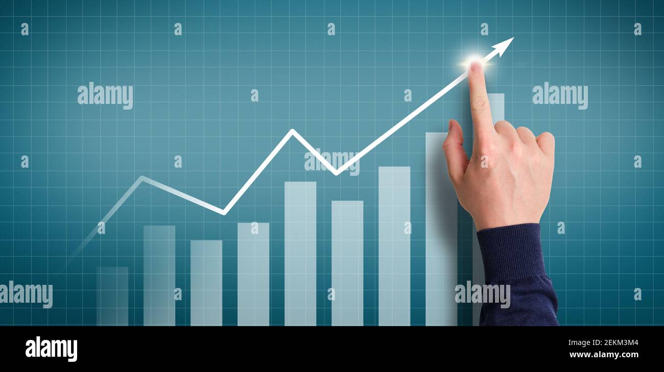 Person makes a graph of growth on a graphic display Stock Photo - Alamy