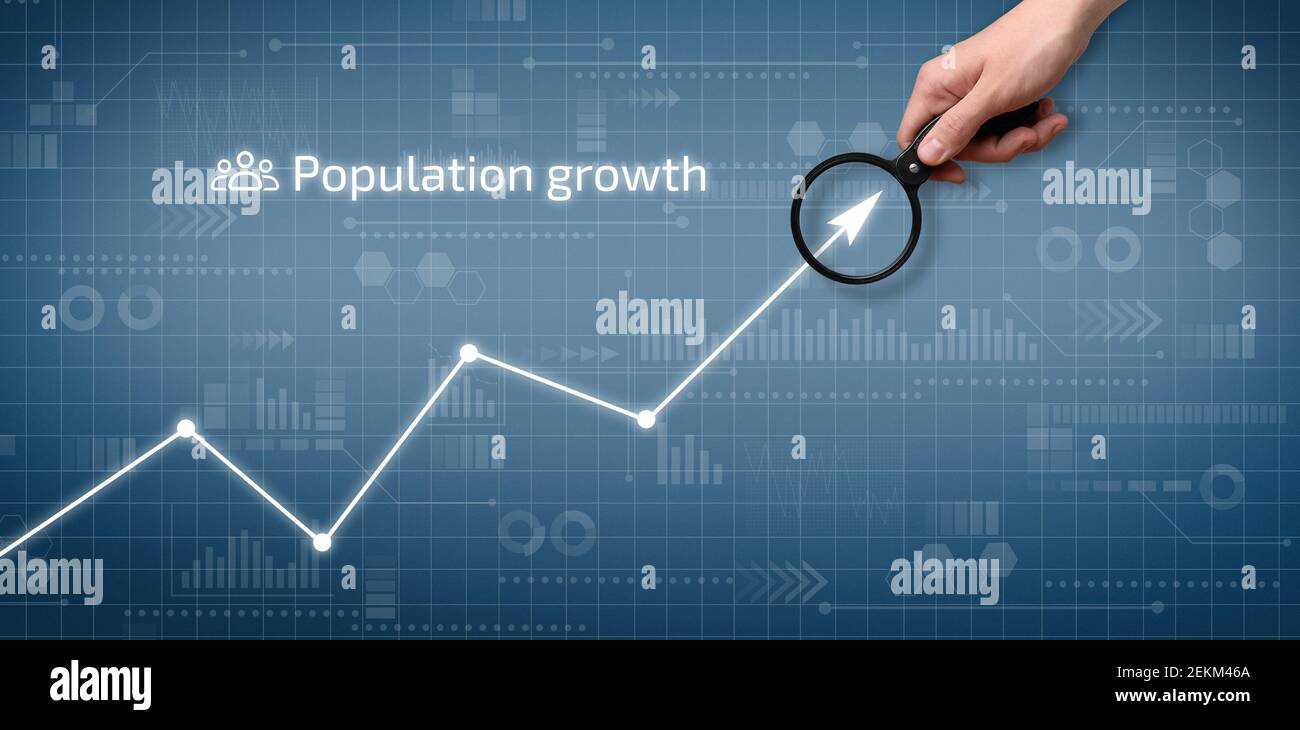 The person points to the graph of population growth on the graphical ...