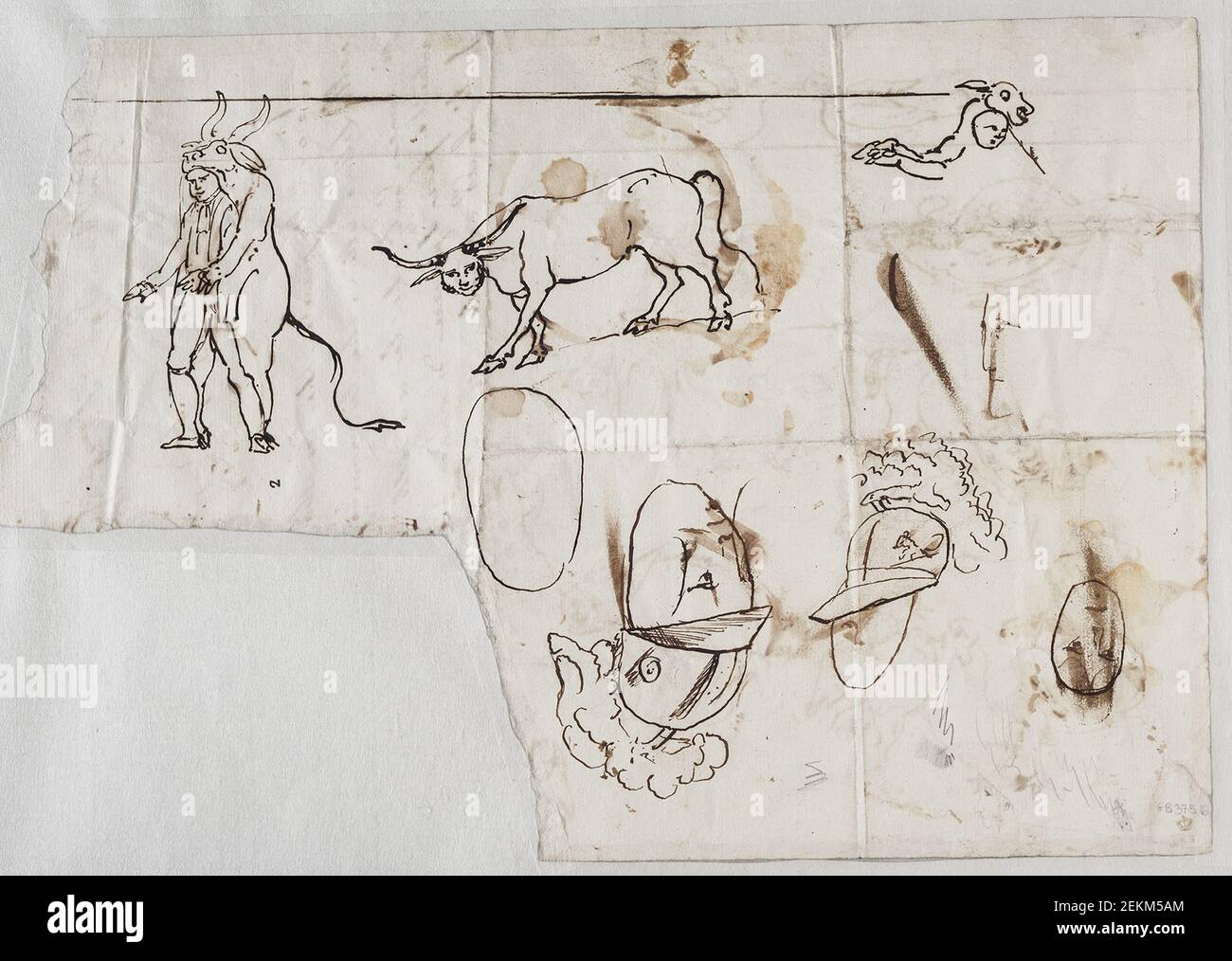 Nicolai Abildgaard (1743-1809), bull with human-sane, figures with ...