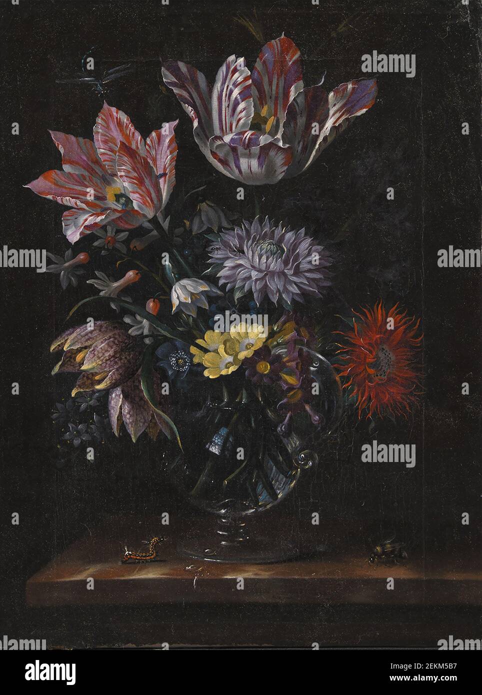 Jacob Marrel (1614-1681), a glass vase with flowers, CIRCA 1669 Stock ...