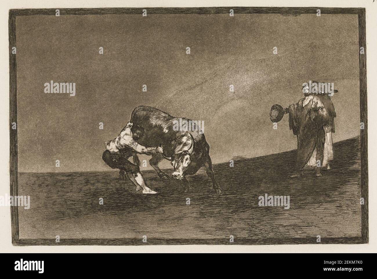 Francisco de Goya (1746-1828), the same man pulls a bull over in the ...