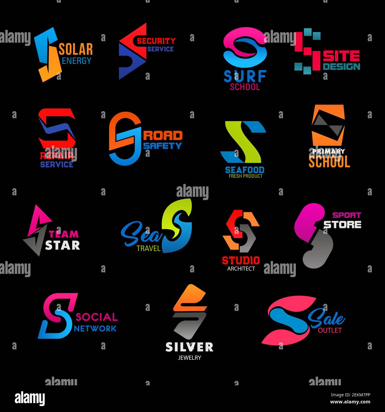 S icons, corporate identity and business company or brand design ...
