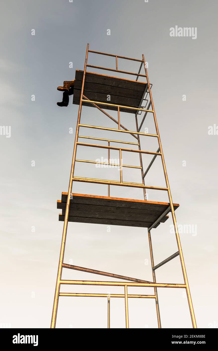 scaffold below a gray sky 3d illustration Stock Photo - Alamy