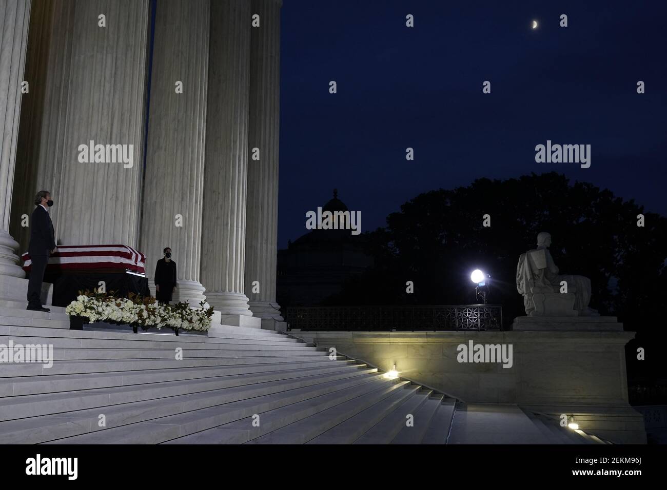 The flag-draped casket of Justice Ruth Bader Ginsburg lies in repose ...