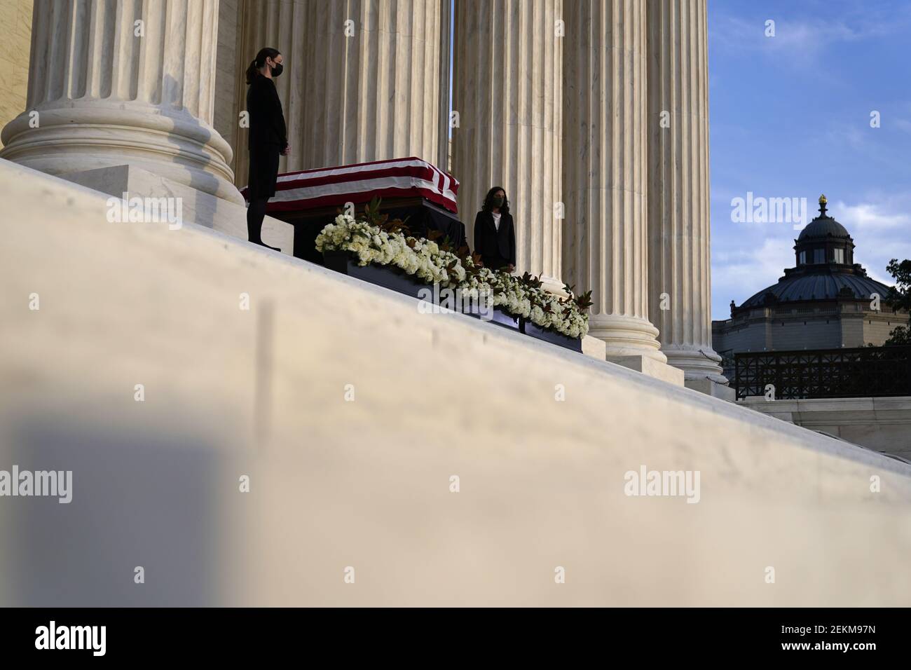 The flag-draped casket of Justice Ruth Bader Ginsburg lies in repose ...