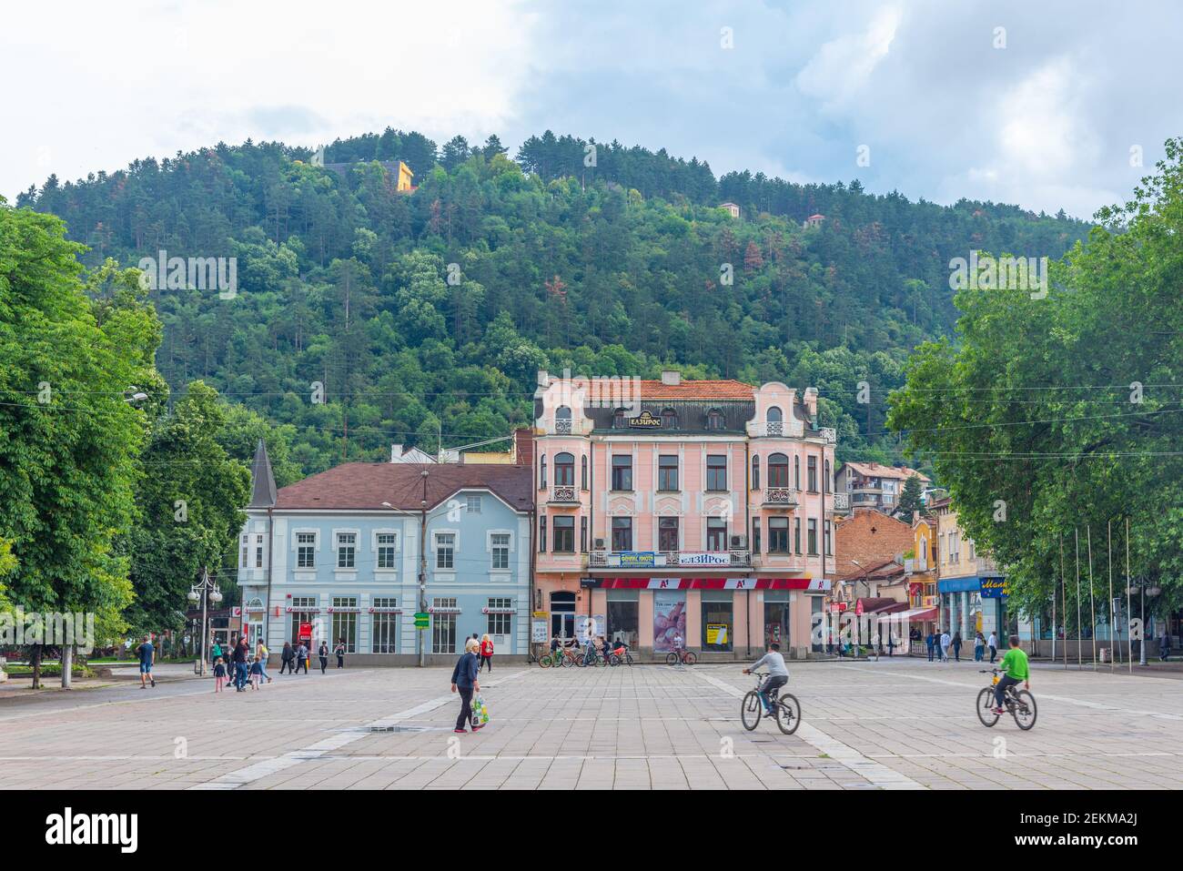Kyustendil, Bulgaria, June 17, 2020: Main square of Bulgarian town ...